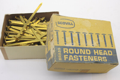 #9 Scovill 4" Shank Round Top Brass Fasteners #89C in OEM OPEN BOX ...