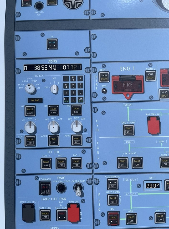 3 Airbus A320 Laminated Flight Deck Instrument Panel Cockpit Poster ...