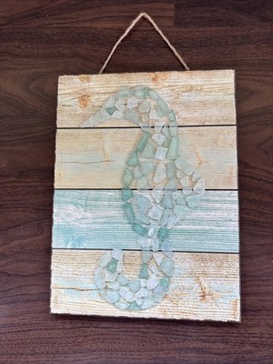 Seahorse Wall Art-wooden Glass Coastal Nautical Decor Beach | eBay