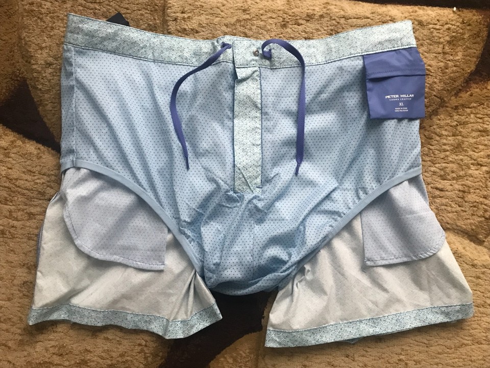 Peter Millar Crown Crafted Swim Shorts Mens Size XL Ice Aqua Geo Print ...