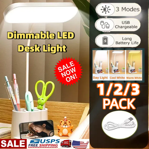 Dimmable LED Desk Light Touch Sensor Table Bedside Reading Lamp USB ...