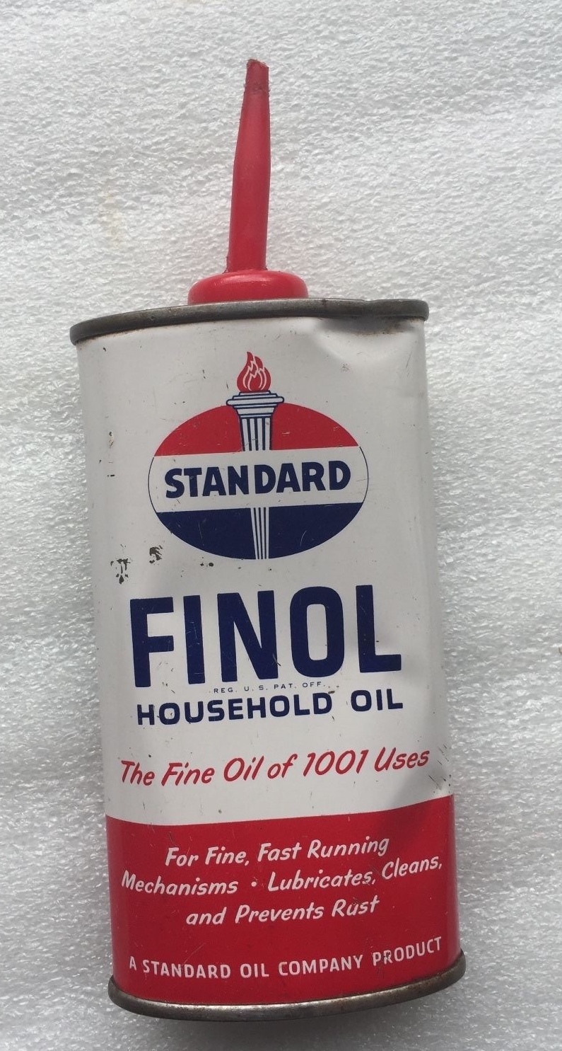 VINTAGE STANDARD FINOL HOUSEHOLD OIL CAN A STANDARD OIL COMPANY PRODUCT ...
