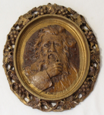 Pipe Man Sculpture Bronze Relief