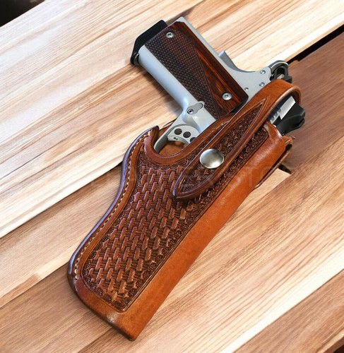 Leather Gun Holster Hand Tooled Western Revolver Pistol Barrel size 4 ...