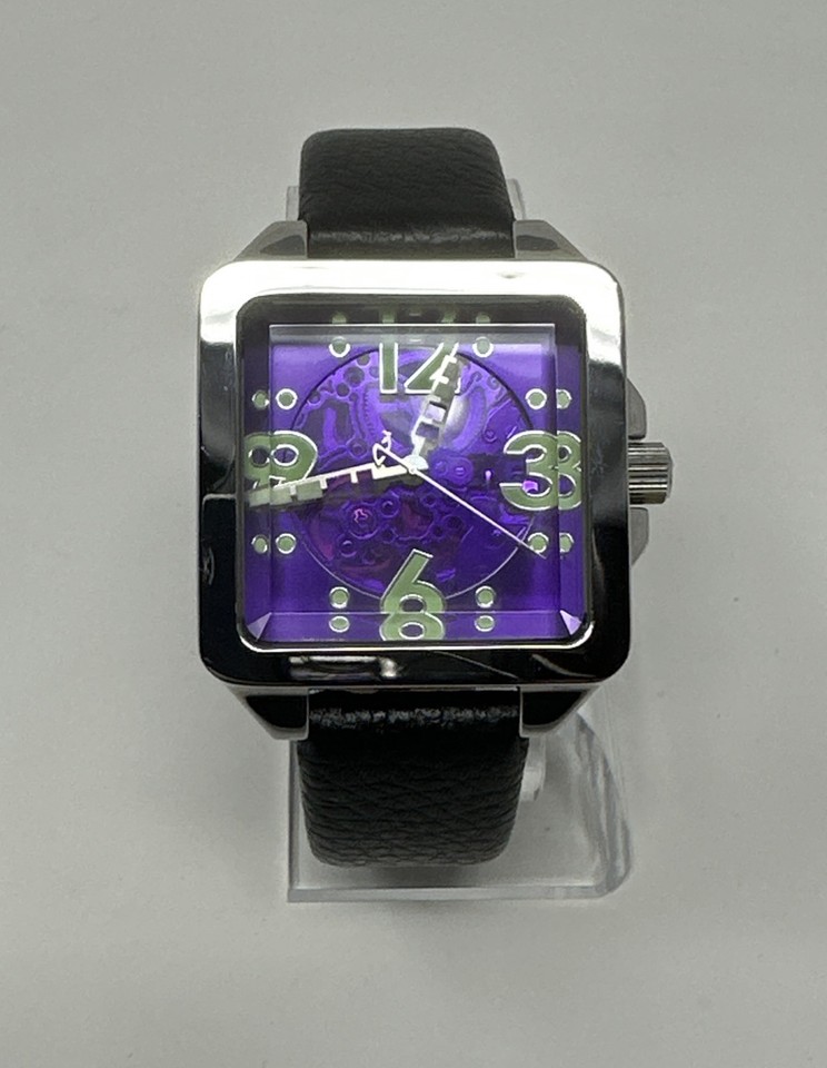 Android AD533 Men's Skeleton Automatic 39mm Wristwatch w Leather Band ...