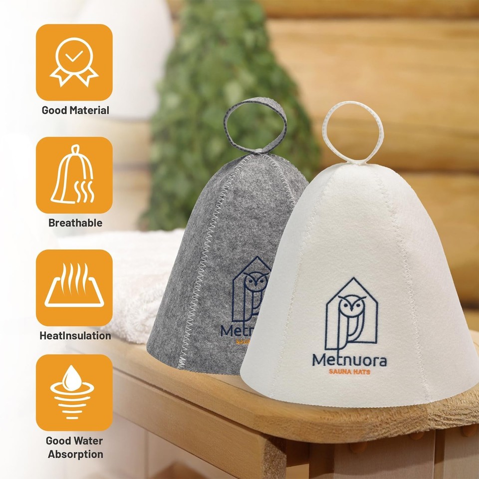 Sauna Hat 2-Pack, Wool Sauna Hat for Women and Men Russian Banya Cap ...