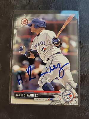 2017 Bowman Baseball Harold Ramirez RC Rookie Card Signed IP Auto Rays ...