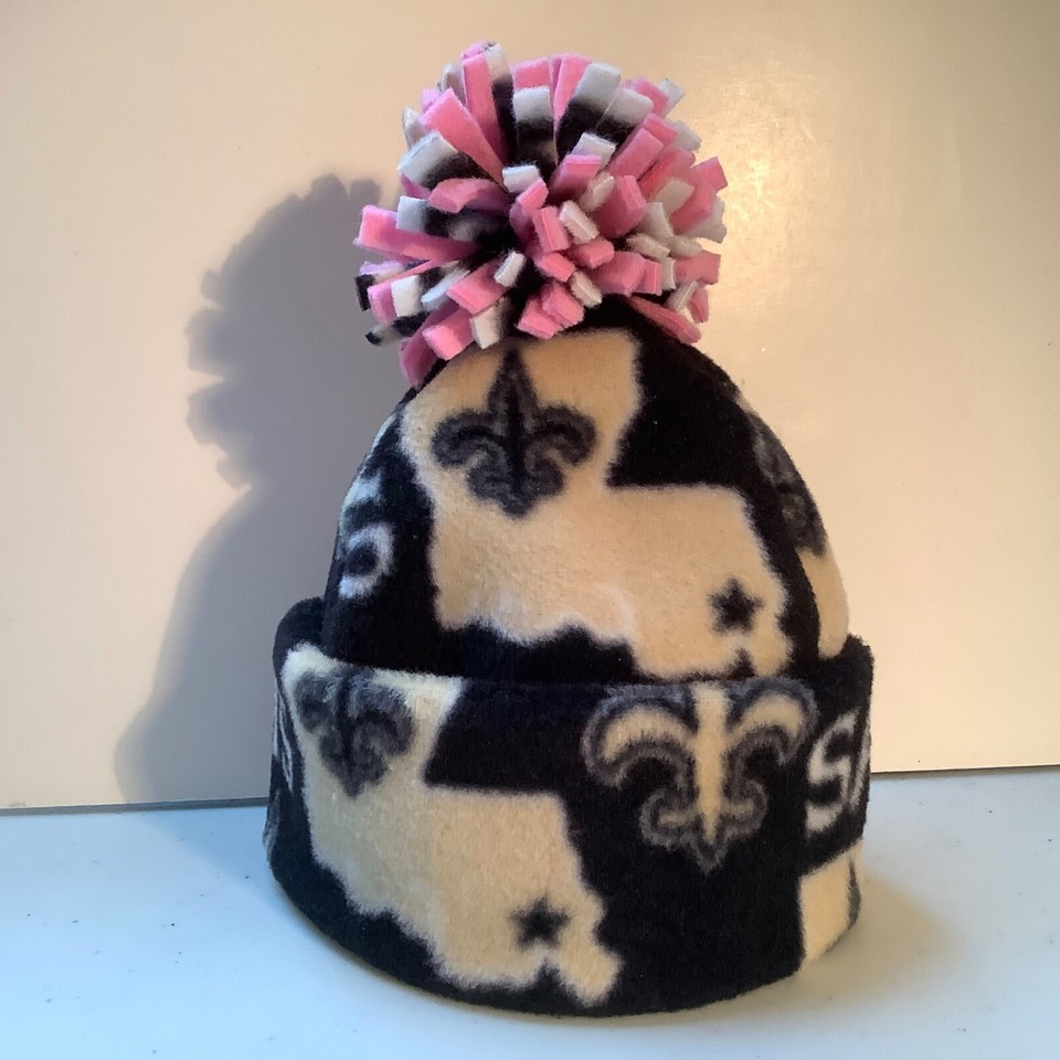 New Orleans SAINTS girl pink BABY HAT HANDCRAFTED newborn BEANIE CAP ...