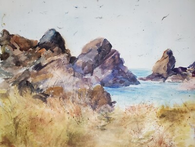 SEASCAPE, original watercolor by artist Patsy Heller, 11X14 inches | eBay