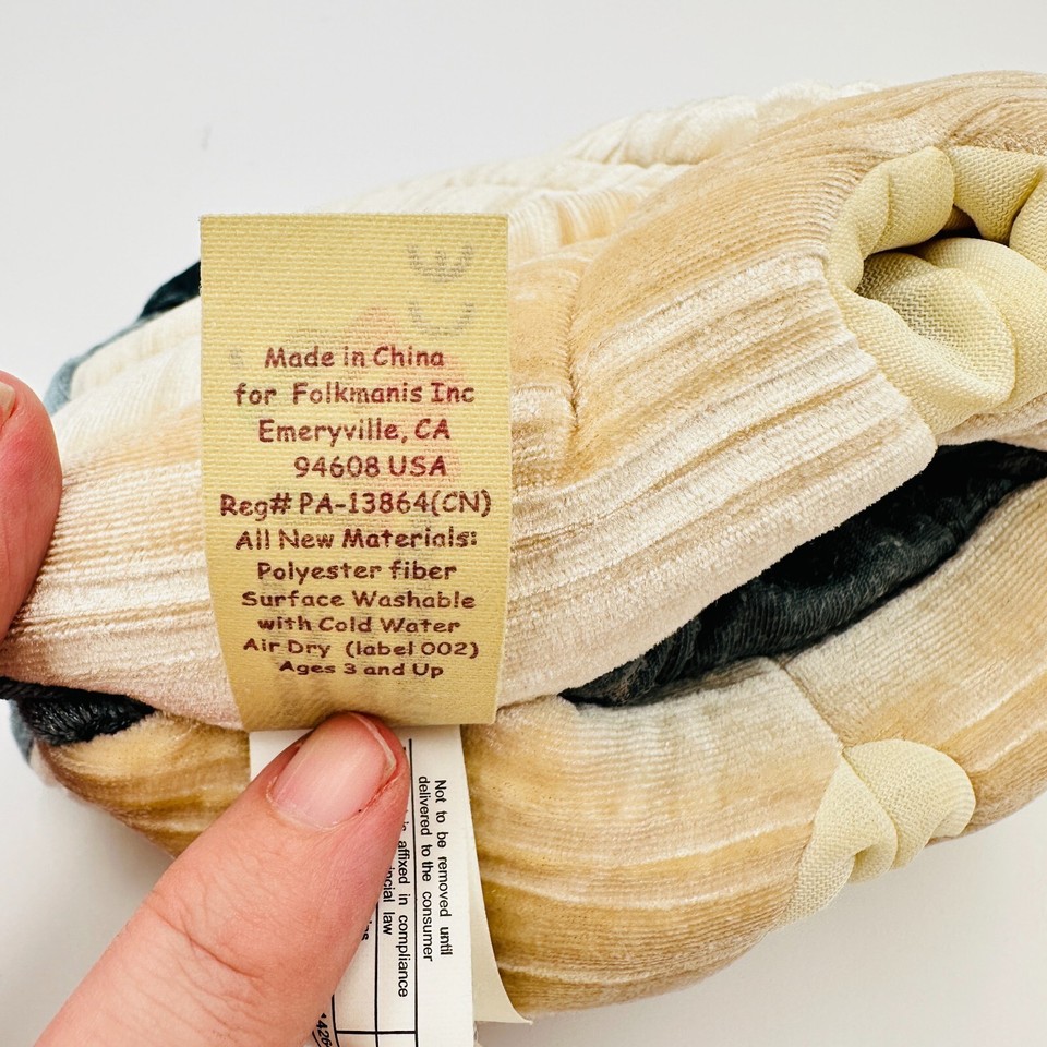 Folkmanis Giant Clam Hand Puppet Plush Gray Tan Moveable Shell & Eyes ...