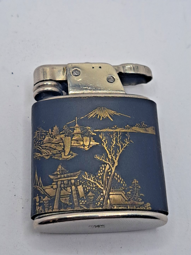 Prince Automatic Lighter. Temple and Geese on 2 sides in Black and Gold ...