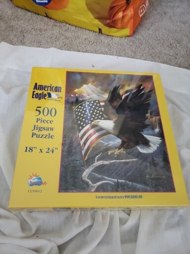 American Eagle and USA Flag Puzzle by Ruane Manning SunsOut 500 pc ...