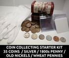 Coin Collecting Starter Kit - 35 coins, 1800s penny, silver, old ...