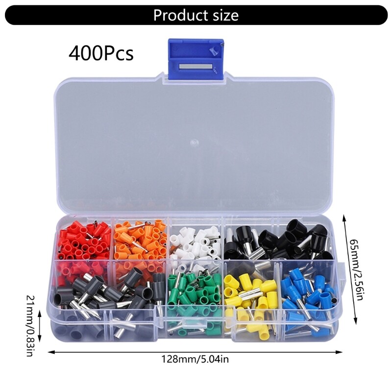 Insulated Crimps Ferrule Set for Cables 400pcs Assorted Size 0.5-10mm² ...