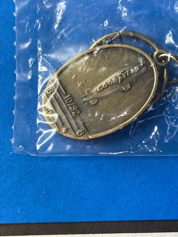 Vintage Brass Goodyear Blimp Keychain Mailbox Drop Return w/ Tread ...