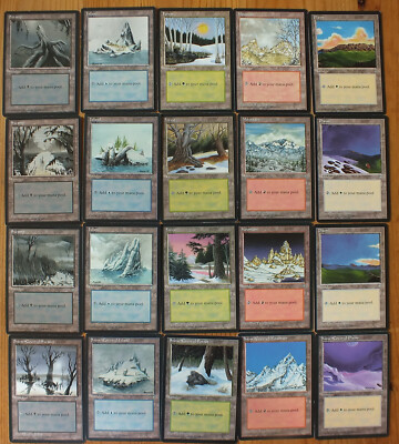 MTG Ice Age : complete set of basic & snow covered Lands (x20) 1995 | eBay