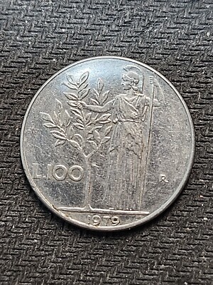 Vintage. Italian Coin 1979 Italian Republic Olive Tree Athena 100 Lire ...