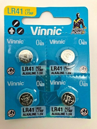 4x LR41 Vinnic Alkaline Batteries L736 AG3 192 L736F L736C EXPIRY 09/ ...