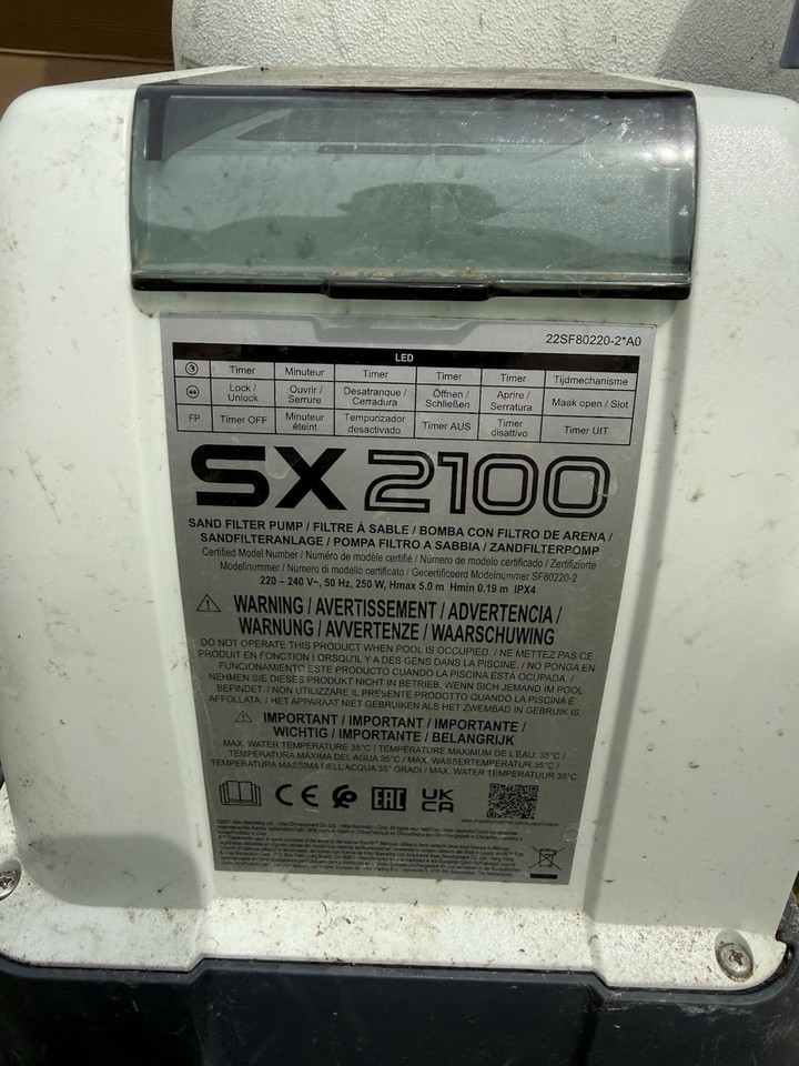 Intex SF80220-2 Swimming Pool Sand Filter Pump Above Ground Pool SX2100 ...