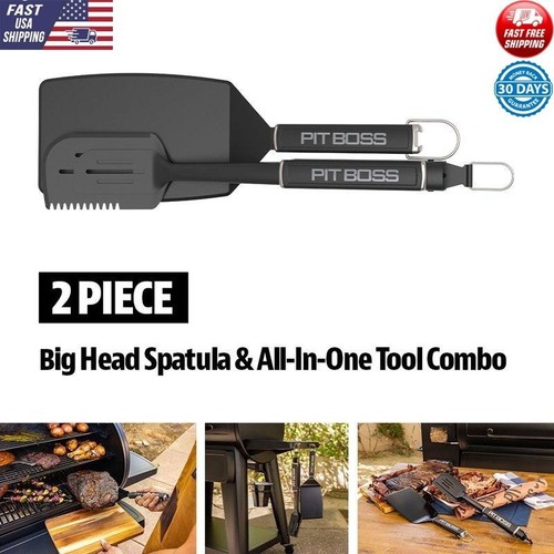 Oversized All-in-One Grill Spatula Combo Stainless Steel Tool Set Two ...