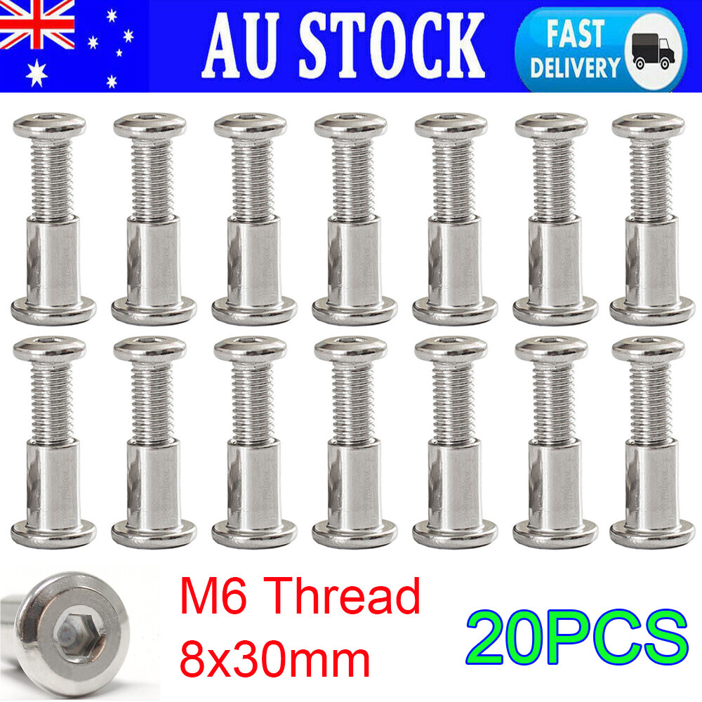 20X M6 Stainless Steel Round Head Allen Flat Nuts Hex Nut Bolt Sleeve ...