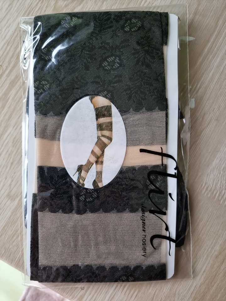 Ladies Black/clear Lace Top Hold Ups With Lacey Pattern | eBay UK