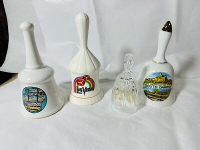 Lot Of 4 Assorted Hand Bells. Including a Lead Crystal Bell Made In ...