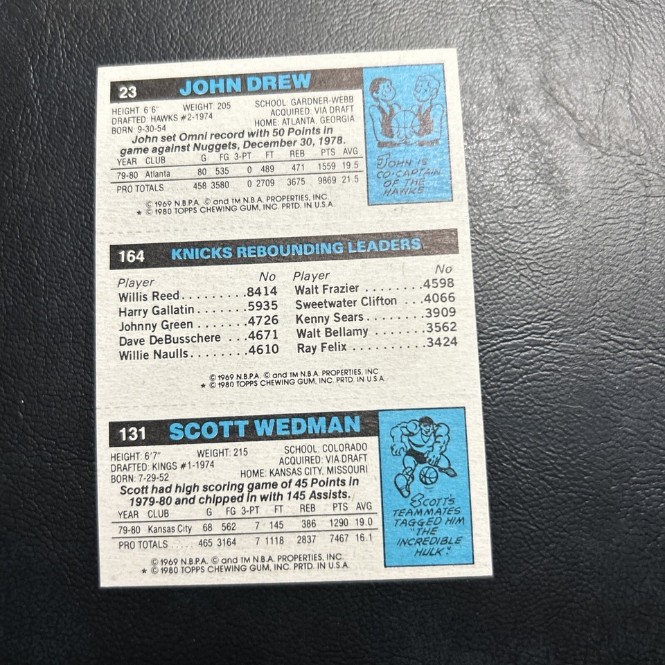 131 Scott Wedman 164 bill Cartwright 23 John Drew,1980 81 Topps Cb50b-5 ...