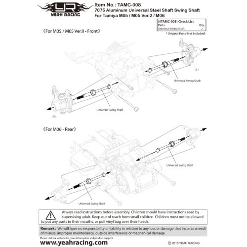 Cardans en aluminium 7075 pour Tamiya M05 M06 MF01X Yeah Racing | eBay