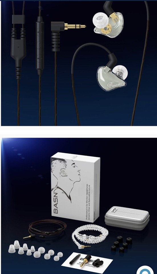 BASN Bmaster Triple Drivers in Ear Monitor Headphone with Two ...