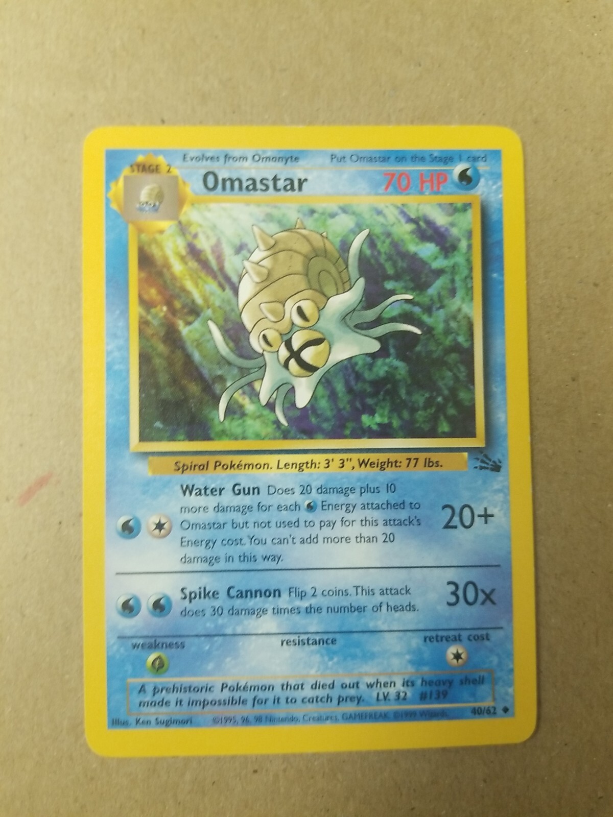 Pokemon Omastar 40/62 - Fossil set - VINTAGE WOTC POKEMON CARD - NM | eBay