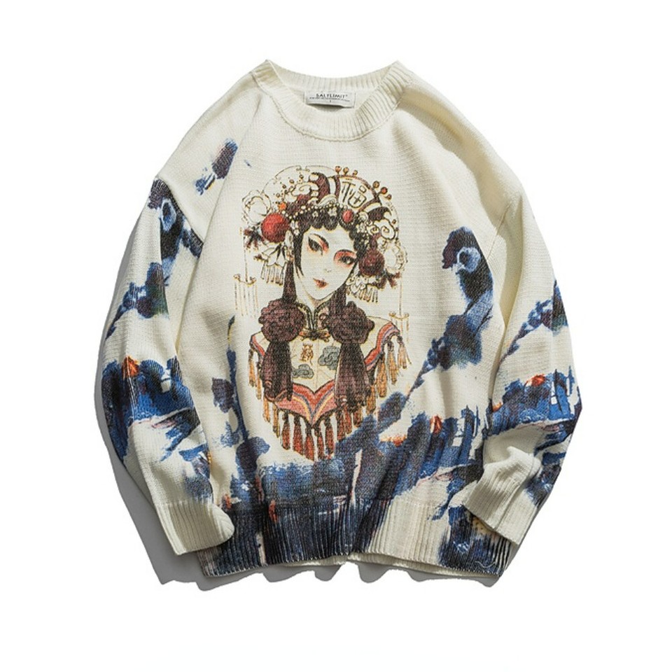 Mens Chinese Ethnic Knit Sweater Jumper Thermal Pullover Warm Winter ...