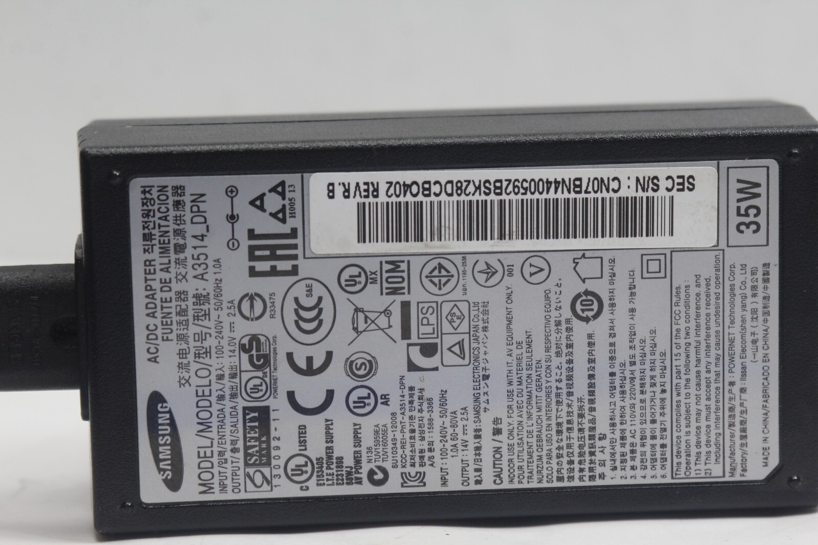 Genuine Samsung Monitor TV Charger AC/DC Adapter Power Supply A3514_DPN ...