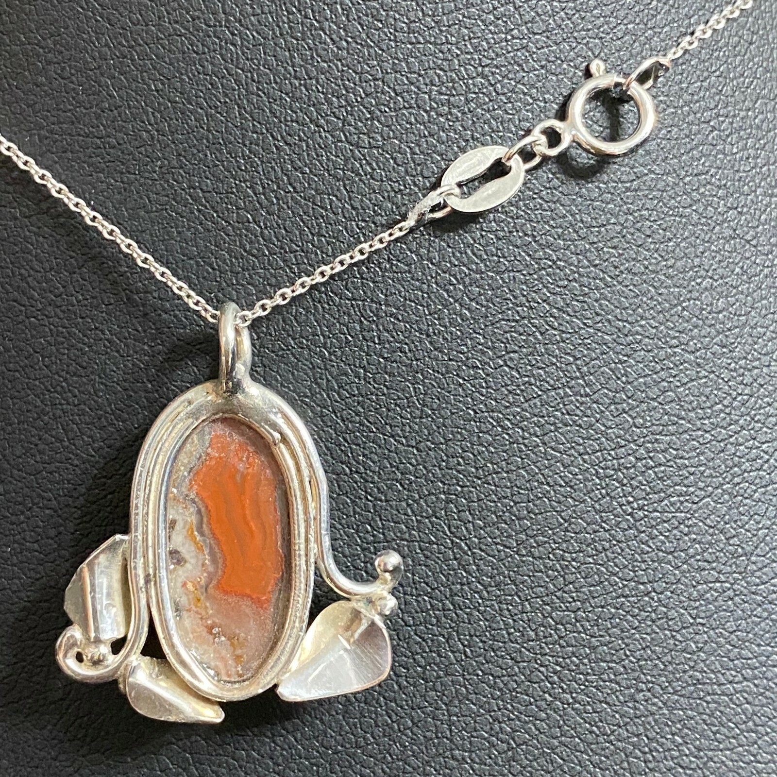 STUNNING VINTAGE ESTATE STERLING SILVER HAND MADE NATIVE AGATE NECKLACE ...