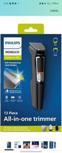 Philips Norelco 3000 Multigroom Rechargeable Trimmer 13 Piece New in ...