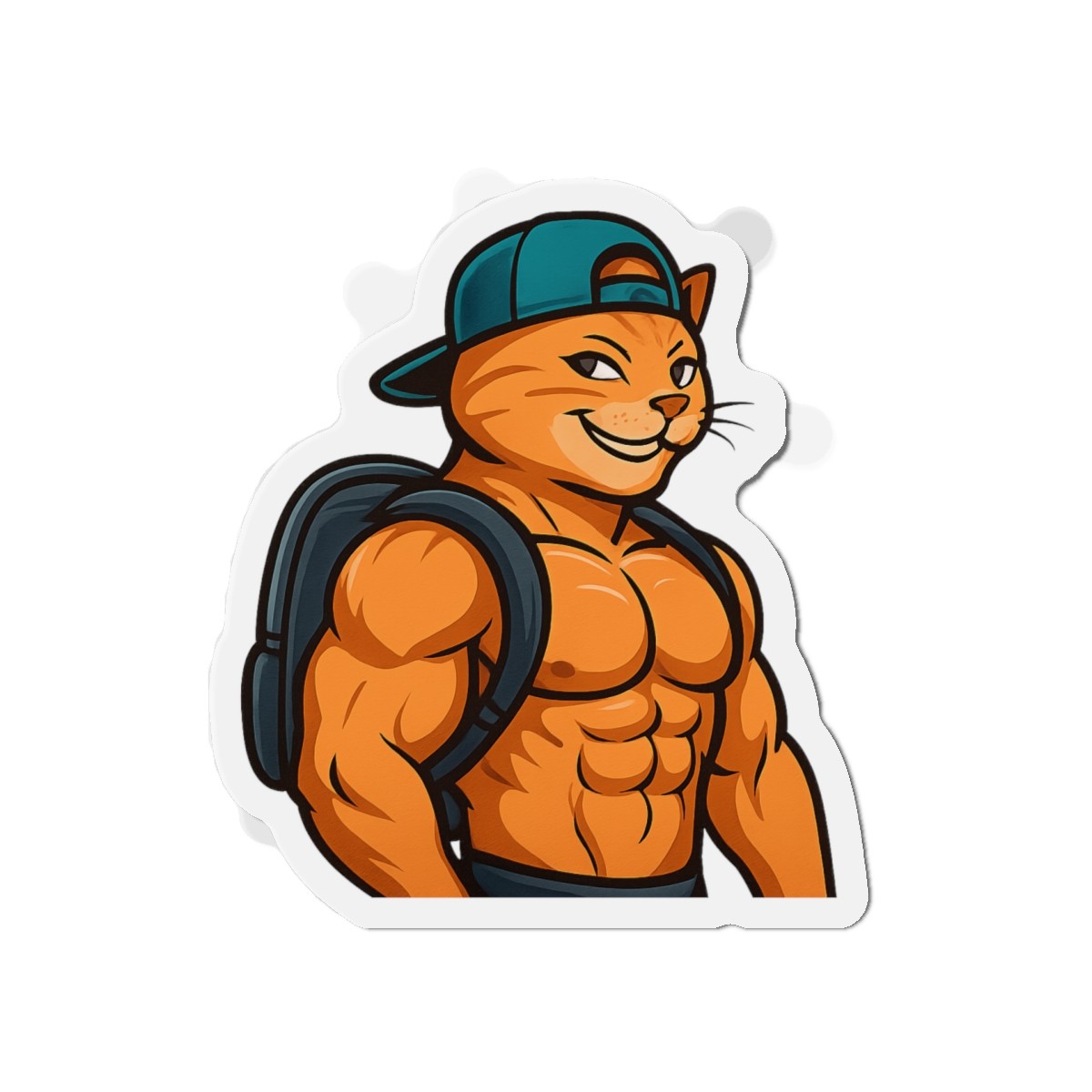 Die-Cut Fridge Magnet Buff Cat Cool Confidence Bodybuilding Pet Lover ...