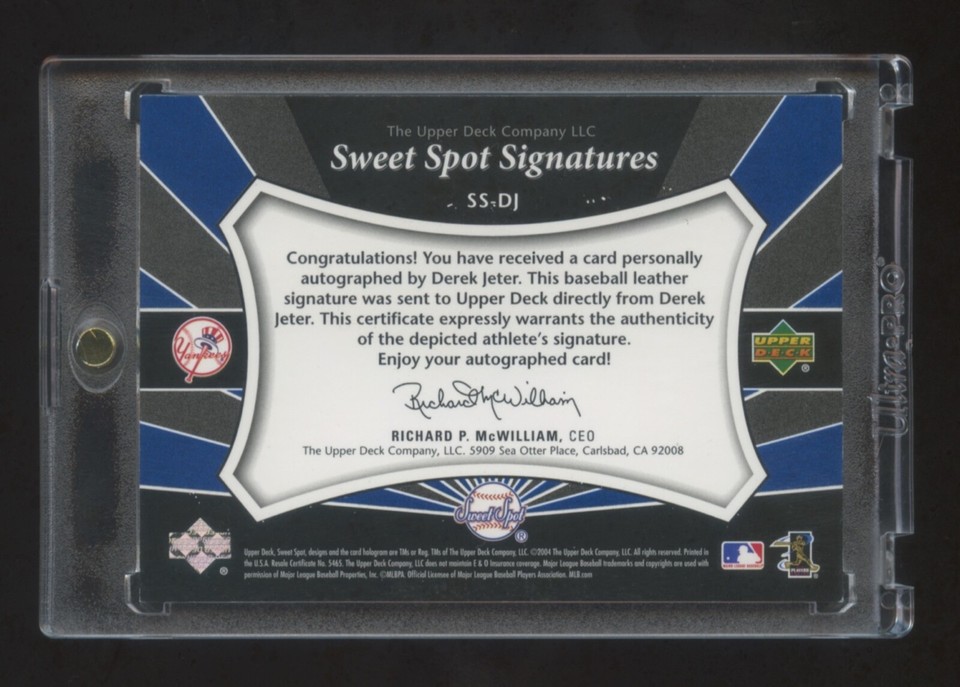 2004 SWEET SPOT Derek Jeter AUTOGRAPH SWEET SPOT SIGNATURES 1/1 BLACK ...