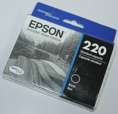 Genuine Epson 220 T220120 Black Ink Cartridge XP-320 420 424 WF-2630 ...