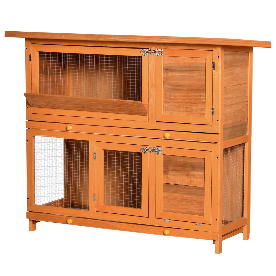 2 Story Elevated Wood Rabbit Hutch Small Animal House | eBay
