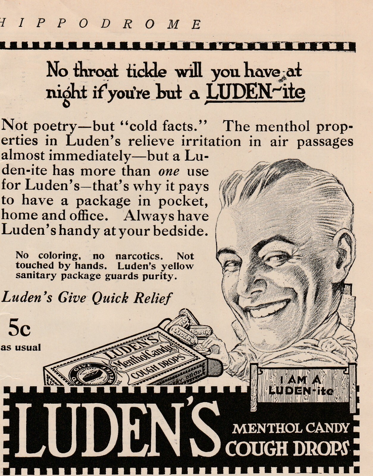 Luden's Menthol Candy Cough Drops No Throat Tickle Vintage Print Ad WW1 ...