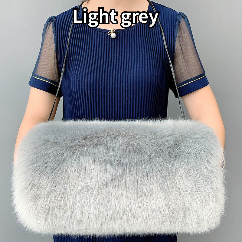 Lady Faux Fox Fur Hand Muffs Warmer Fuzzy Pouch Plush Hand Glove Cover ...