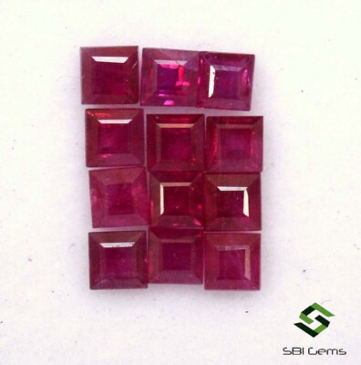 2.07 Cts Natural Ruby Square Cut 2.70 mm Lot 12 Pcs Calibrated Loose ...