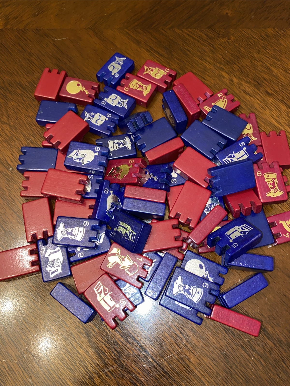 Stratego Original Wood Game Pieces 1961 BLUE & RED Wooden Replacements ...