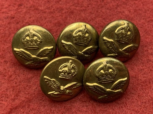 LOT of FIVE WW2 Original British RAF ROYAL AIR FORCE Brass Button Badge ...