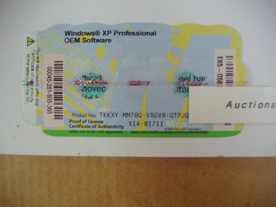 MICROSOFT WINDOWS XP PROFESSIONAL w/SP3 FULL OPERATING SYSTEM MS WIN ...