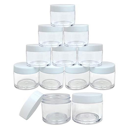 12 Pieces 30G/30ML Round Cosmetic Sample Pot Jars Container White Lids ...