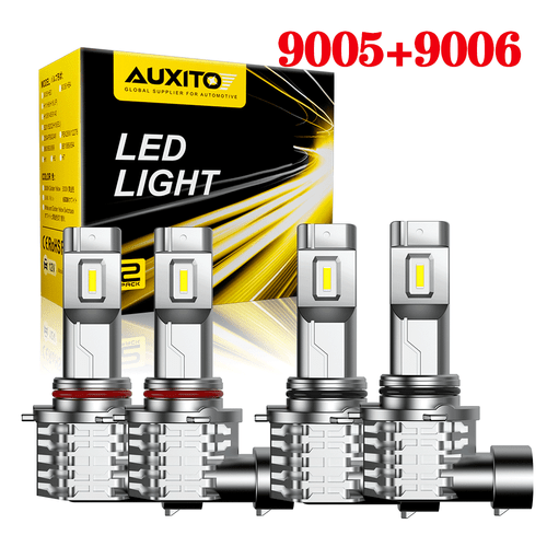 9005 9006 Headlights LED Kit Bulbs Combo 6500K High Low Beam Super ...