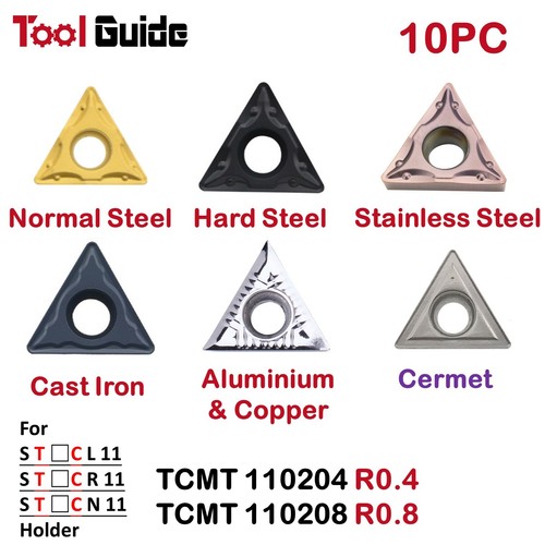 10pc TCMT 110202 110204 110208 Turning Boring Indexable Lathe Carbide ...