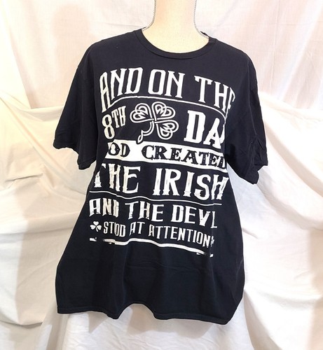 Men's XL 8th Day God Created Irish Devil Celtic Black Graphic Tee T ...