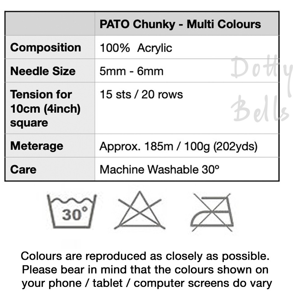 Cygnet Yarn PATO Chunky 100% Acrylic Wool Knitting Crochet 100g Ball ...